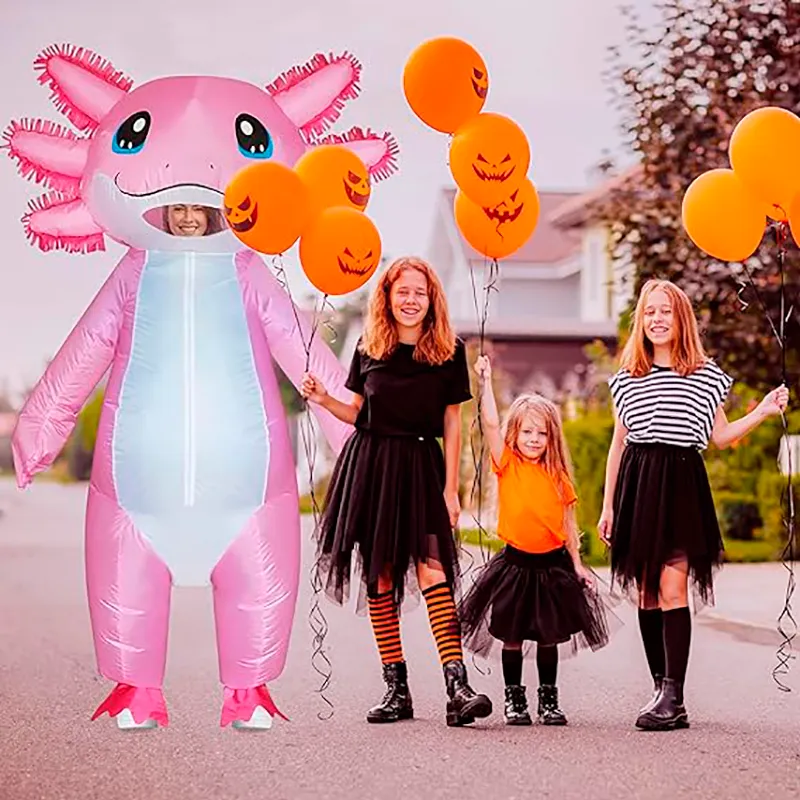 Inflatable Axolotl Costume For Adults Pink Blow Up Animal Cosplay ...