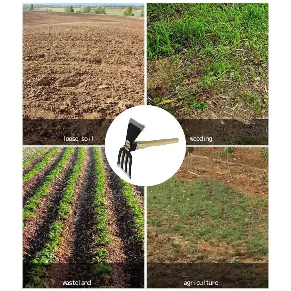 Carbon Steel Garden Tools Rake Hoe With Dual Safety Wedges High ...