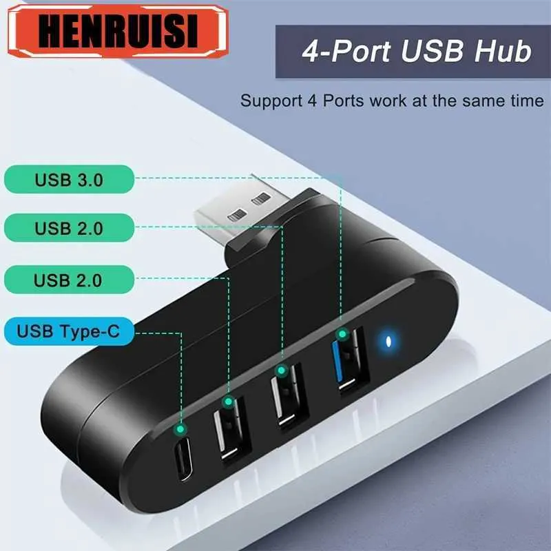 High Speed USB 2.0 Multi Usb Adapter With 180° Rotation, 3 Ports, And U ...