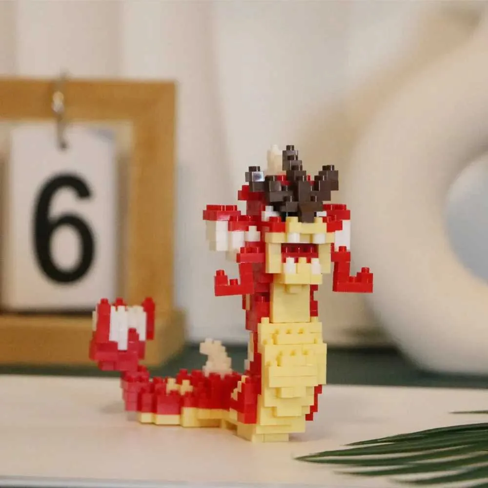 Building Blocks Mini 3D Figures: Red Dragon & Green Serpent Model ...