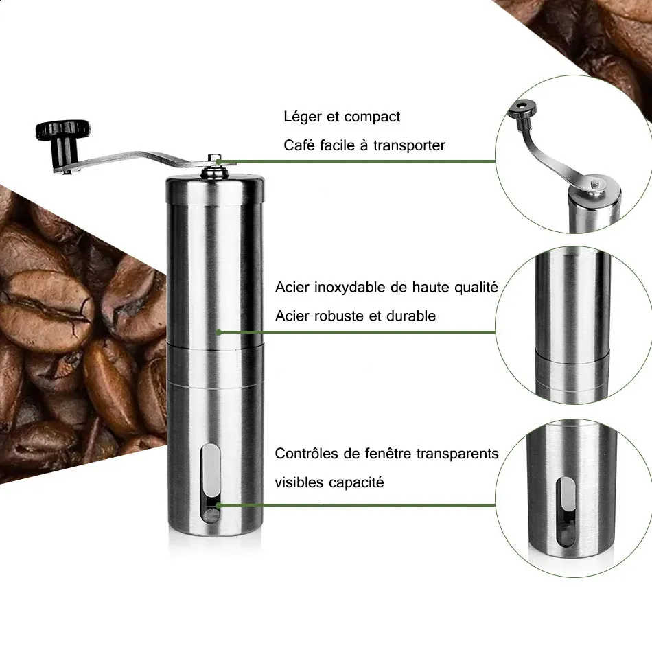 Stainless Steel Manual Handheld Coffee Grinder Handmade Mini Bean ...