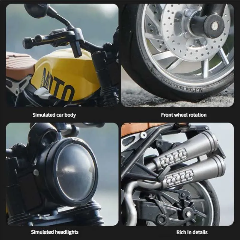 Model Toy Car: Retro Latte Motorcycle, High Simulation Die Cast Vehicle ...