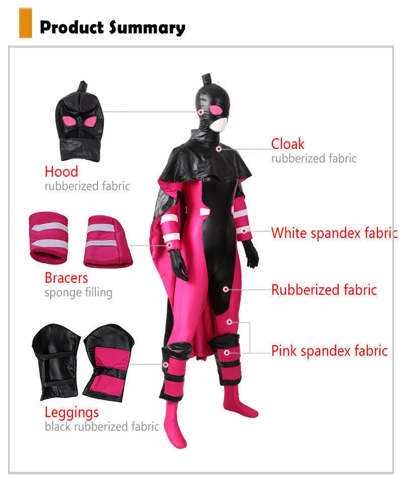 GwenPool Cosplay Costume With Cloak, Spandex, And Glumming Fabric ...