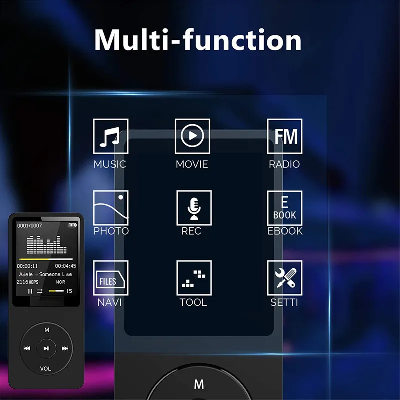 Reproductor De 8 Mini MP3 MP4: Walkman Portátil Con Bluetooth 4.0 ...
