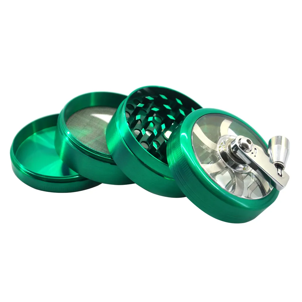 Smoking Hand Crank Tobacco Herb Grinder 4 Layers 63mm Large Zinc Alloy ...