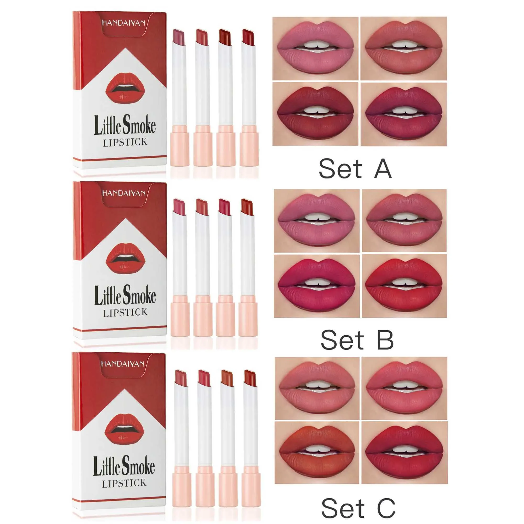 HANDAIYAN Makeup Set Cream Matte & Glitter Eyeshadow, Liquid Lipstick ...