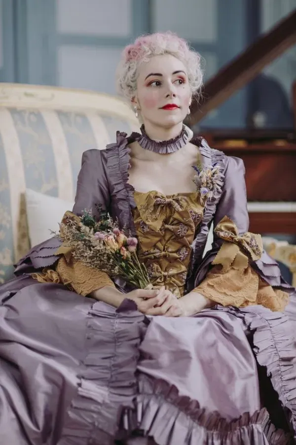 Light Purple Rococo Quinceanera Dress: Delicate Square Neck, Appliqued ...