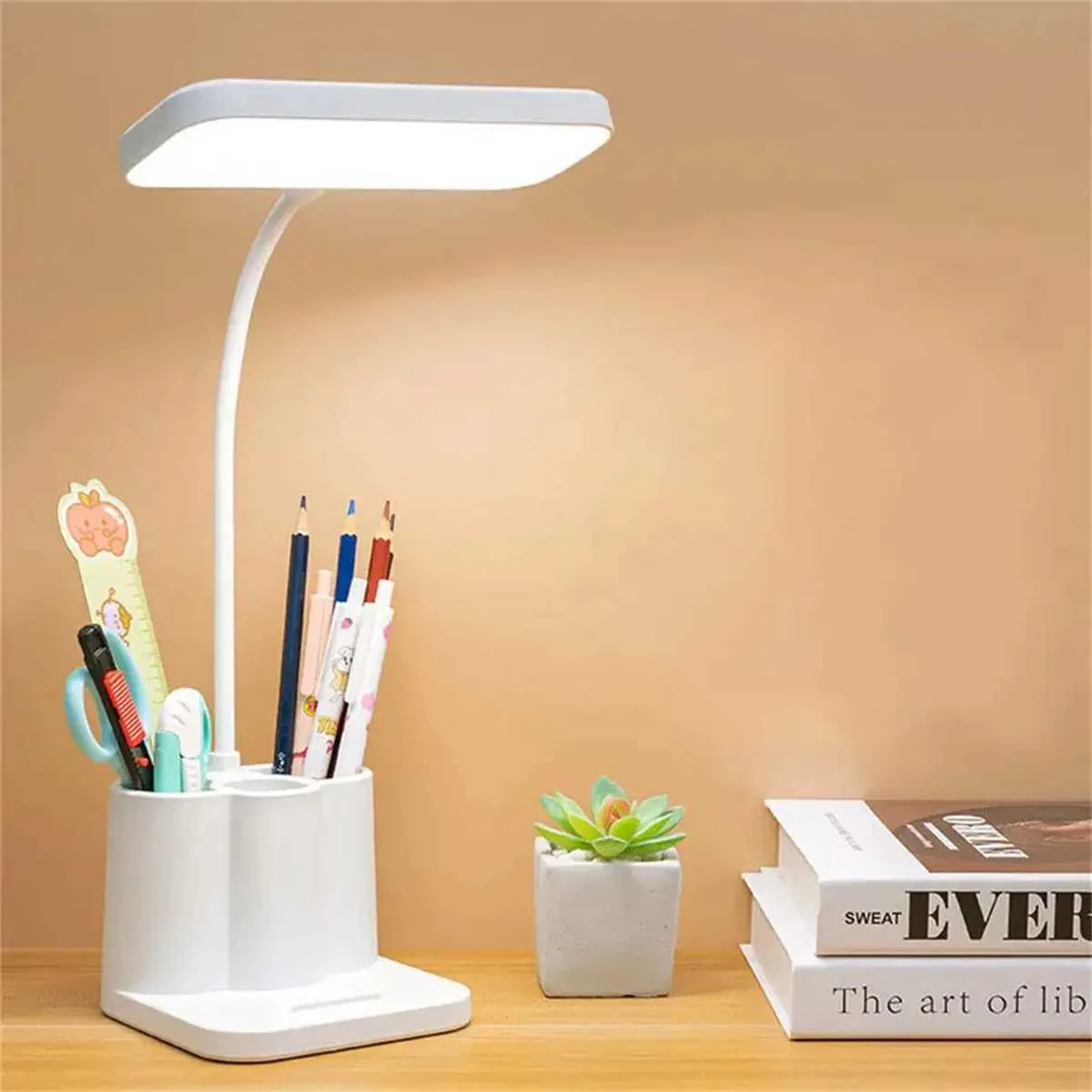 Folding USB Table Lamp LED Stepless Dimmable Touch Night Light Eye ...