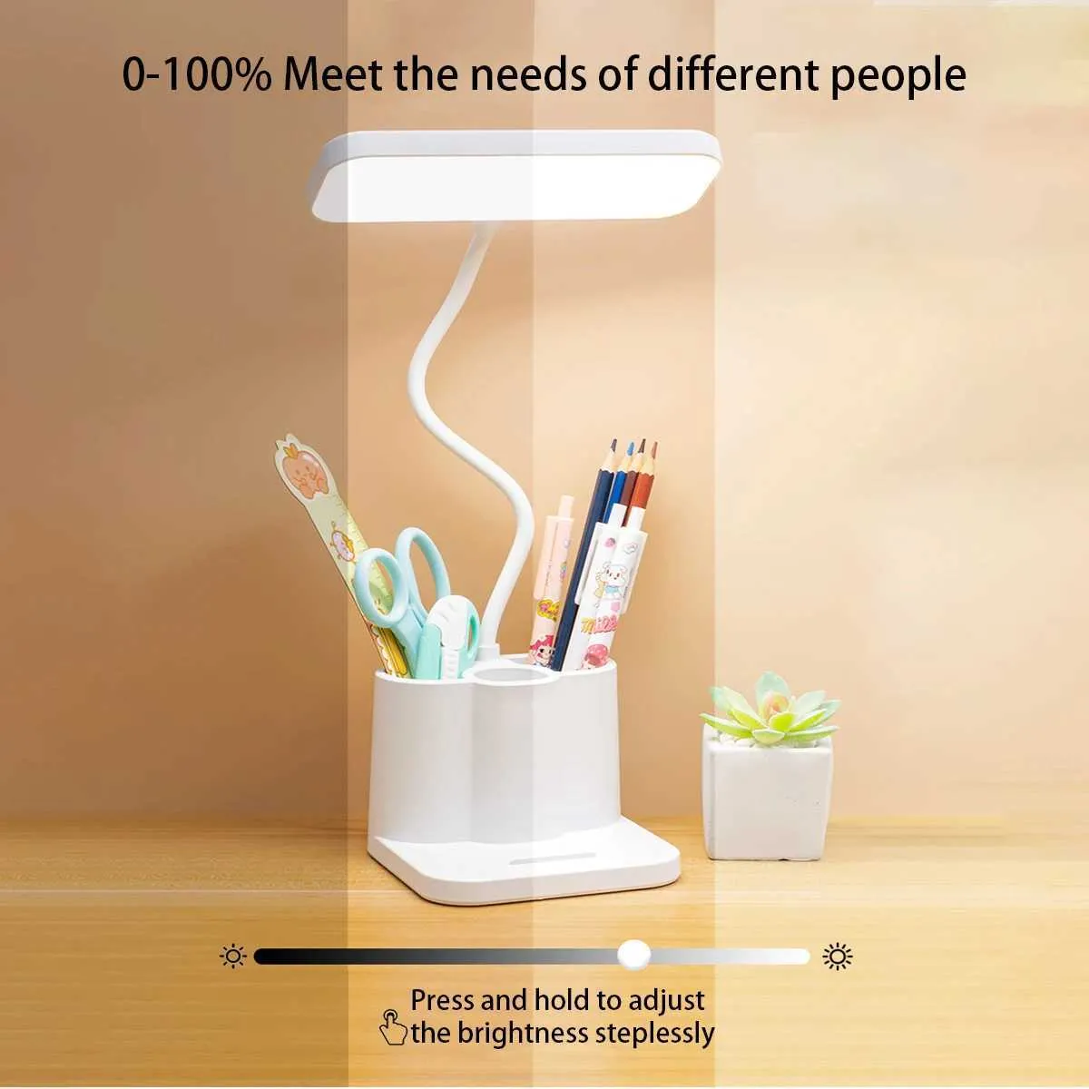 Folding USB Table Lamp LED Stepless Dimmable Touch Night Light Eye ...