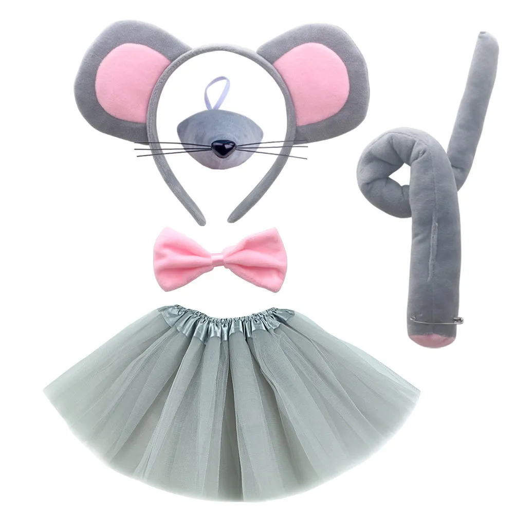 Rat Costume Set For Girls Includes Ears, Nose, Tail, Bow Tie & Tutu ...