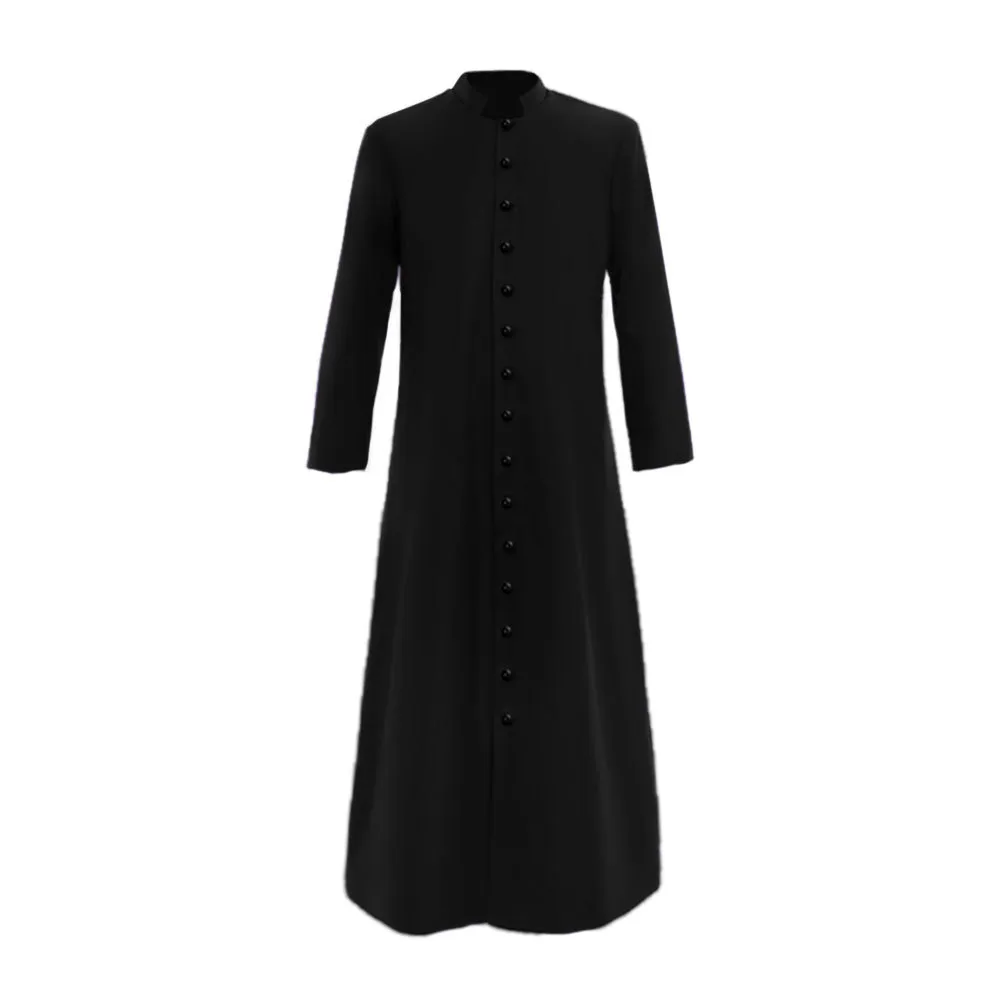 Men's Church Priest Button Up Trench Coat With Cassock Closure And ...