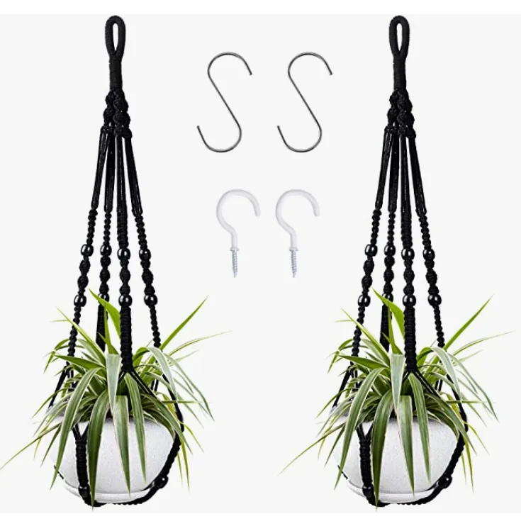 Boho Hand-Woven Cotton Rope Hanging Planter - Perfect for Indoor ...