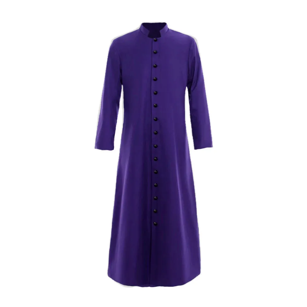 Men's Church Priest Button Up Trench Coat With Cassock Closure And ...