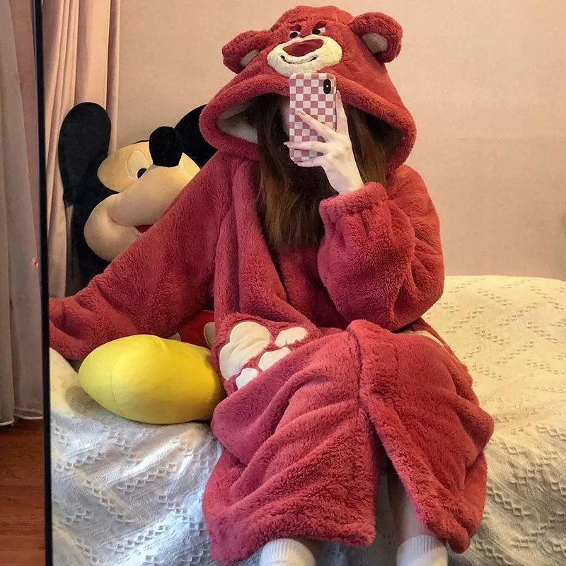 MINISO Adult Strawberry Bear Kagura Cosplay Robes Kigurumi Onesie Anime ...