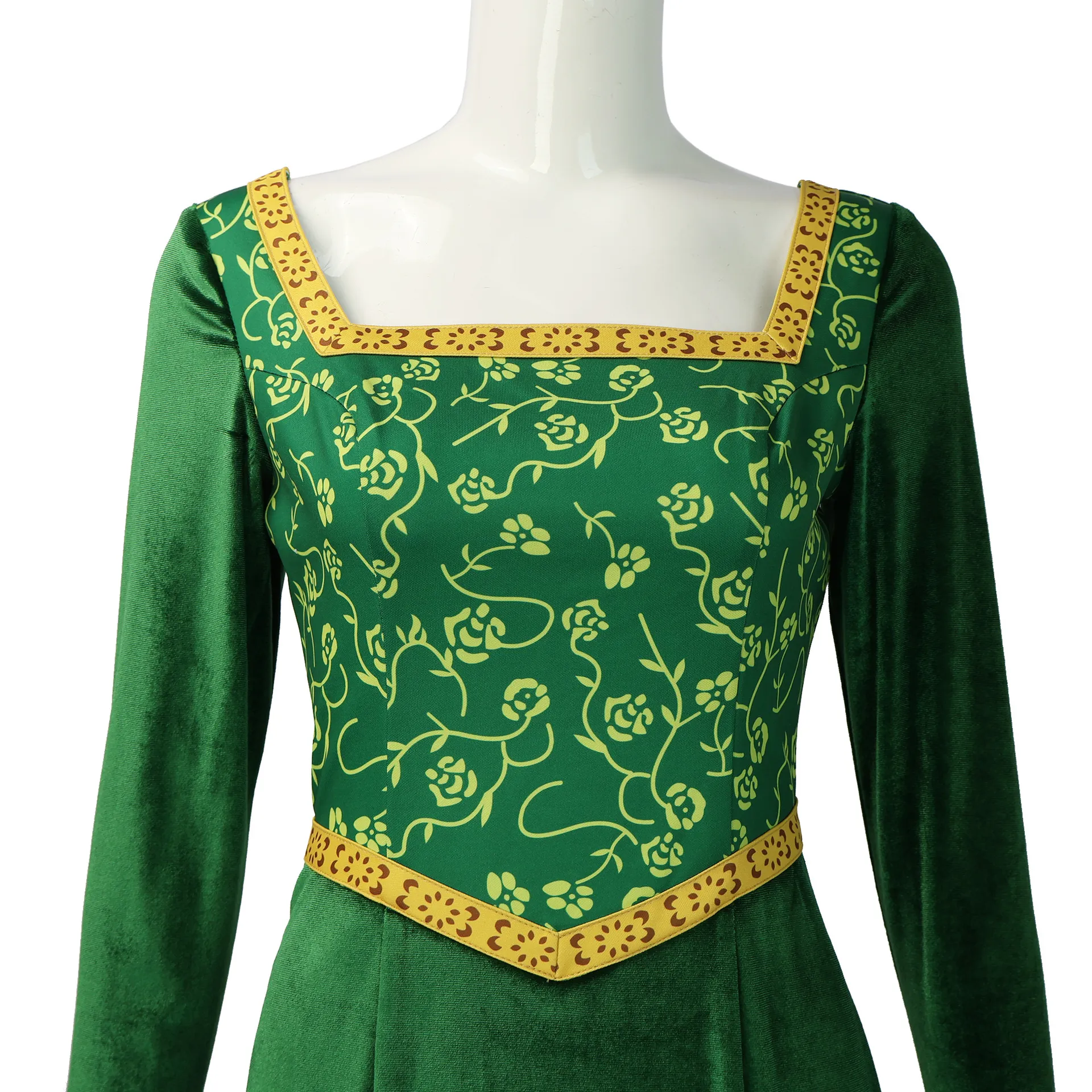 Shrek Cosplay Costumes Princess Fiona Printing Dress Women Sexy Square ...