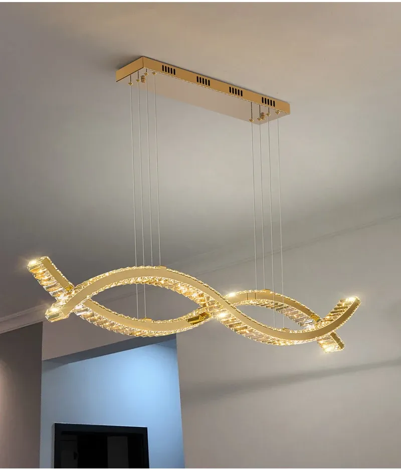 Wave Design LED chandelier light: Modern Crystal Lamp...