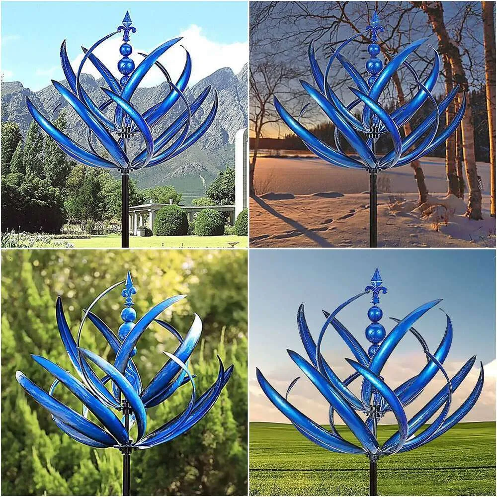 Kinetic Windmill Sculpture For Yard & Garden Decor 3D Powered Metal ...