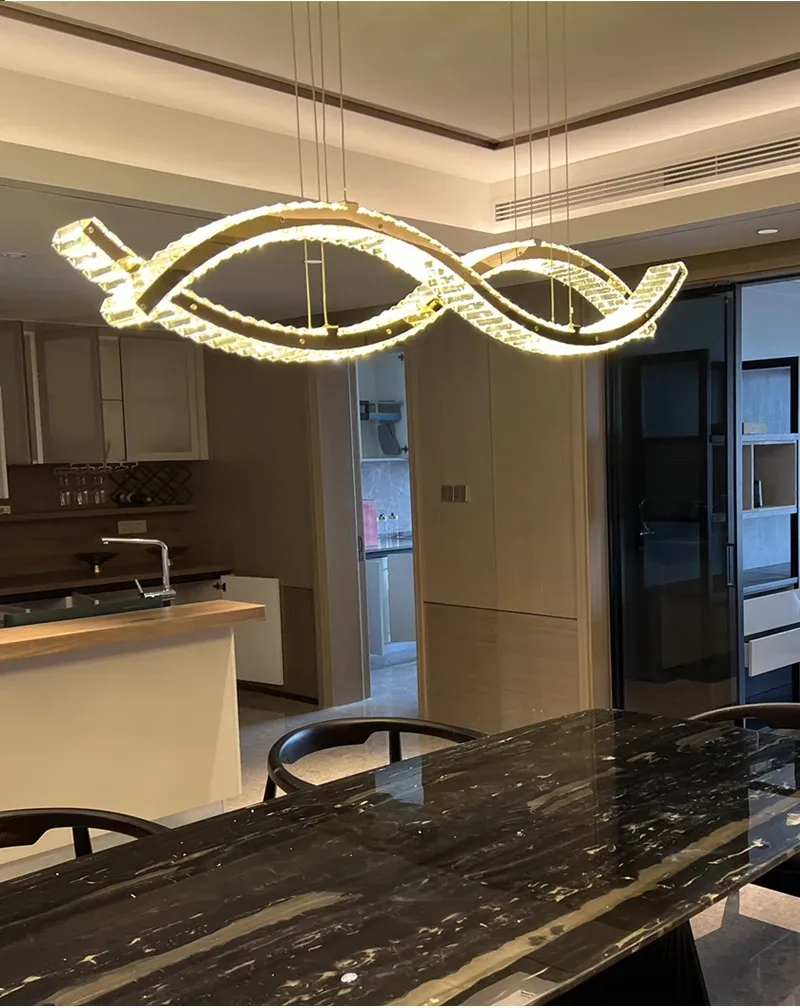 Wave Design LED chandelier light: Modern Crystal Lamp...