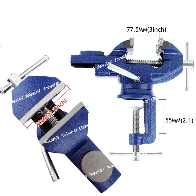 3-Inch Clamp-on Vise: 360° Swivel Base, Quick Adjust - Portable ...