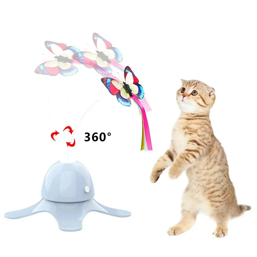 Automatic Rotating Butterfly Cat Toy - Electric Kitten Stick Exercise ...
