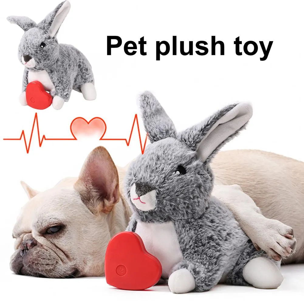 Interactive Plush Rabbit Puppy Toy with Heartbeat Sound - Soft, Bite ...