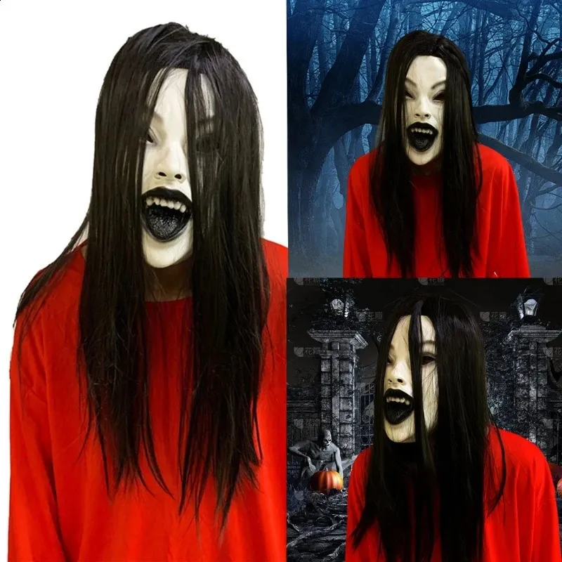 Long Hair Creepy Party Mask For Women Terrifying Headwear Prop 240729 ...