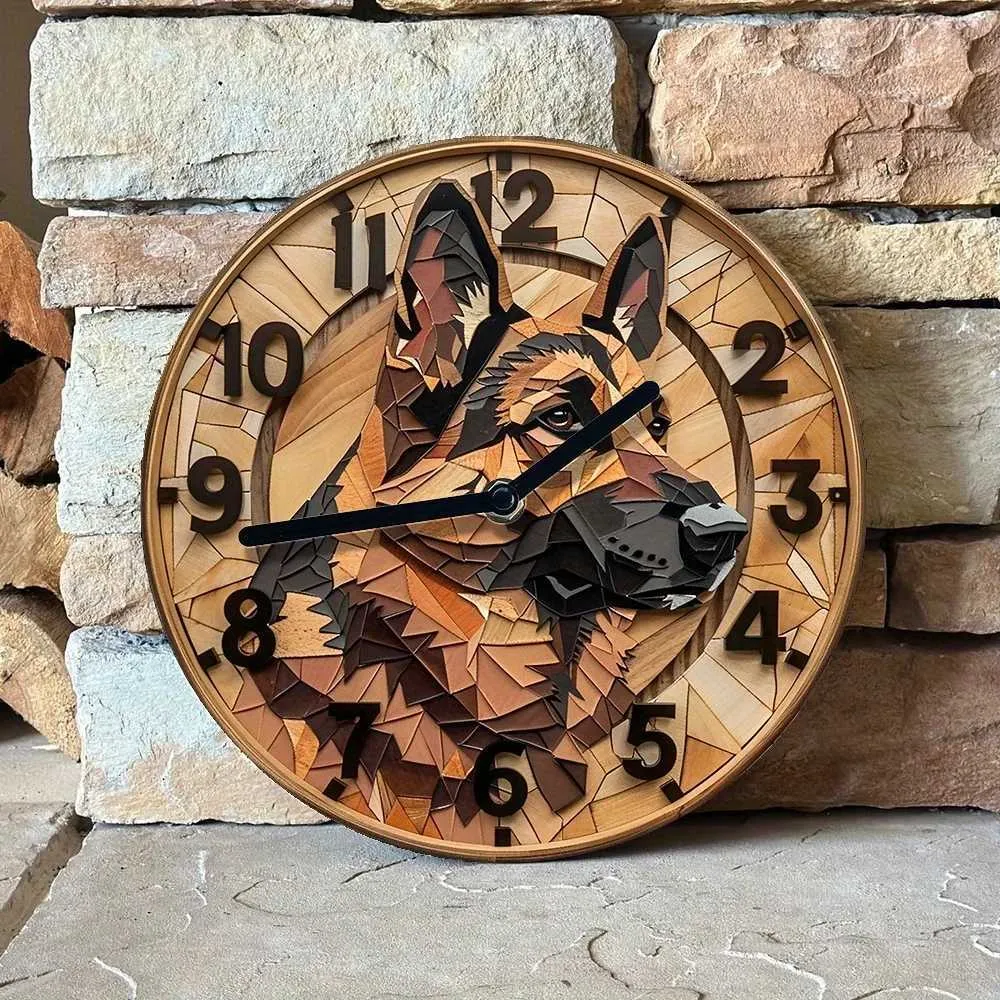 Silent German Shepherd Wall Clock: Unique Dog Themed Home Decor Gift ...