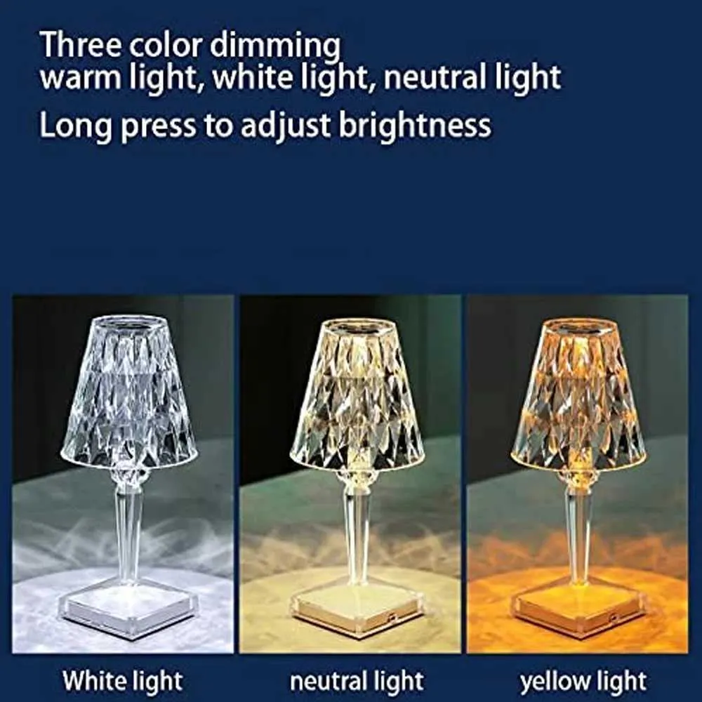 DHgate.com:Acrylic Crystal Table Lamp - USB Rechargeable, Touch Sensor ...