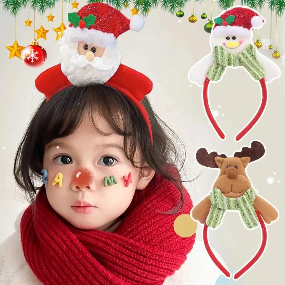 Santa Claus Snowman Elk Headbands Cute Cartoon Kids Christmas Hair ...