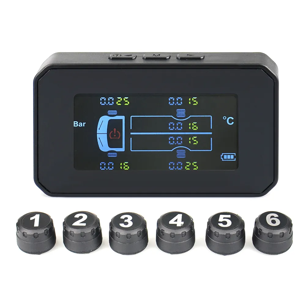 Upgraded 6 External TPMS Sensors LCD Screen Tire Pressure Monitor ...
