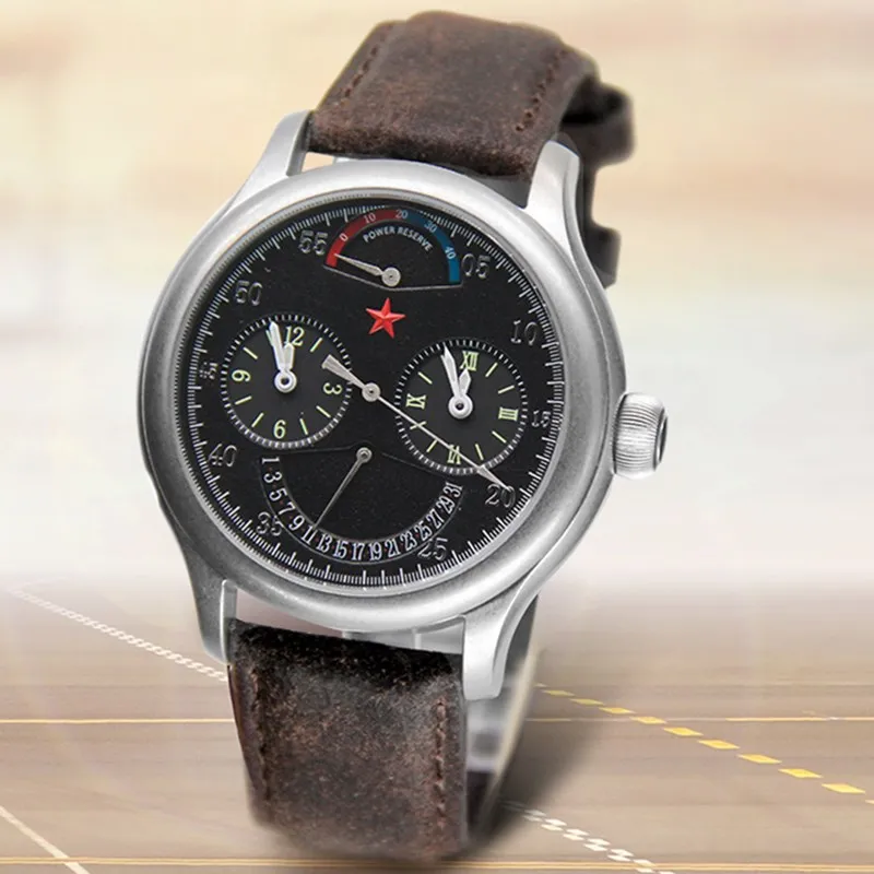 Red Star Chronograph 45mm: Automatic Pilot Watch with Calendar, ST2545 ...