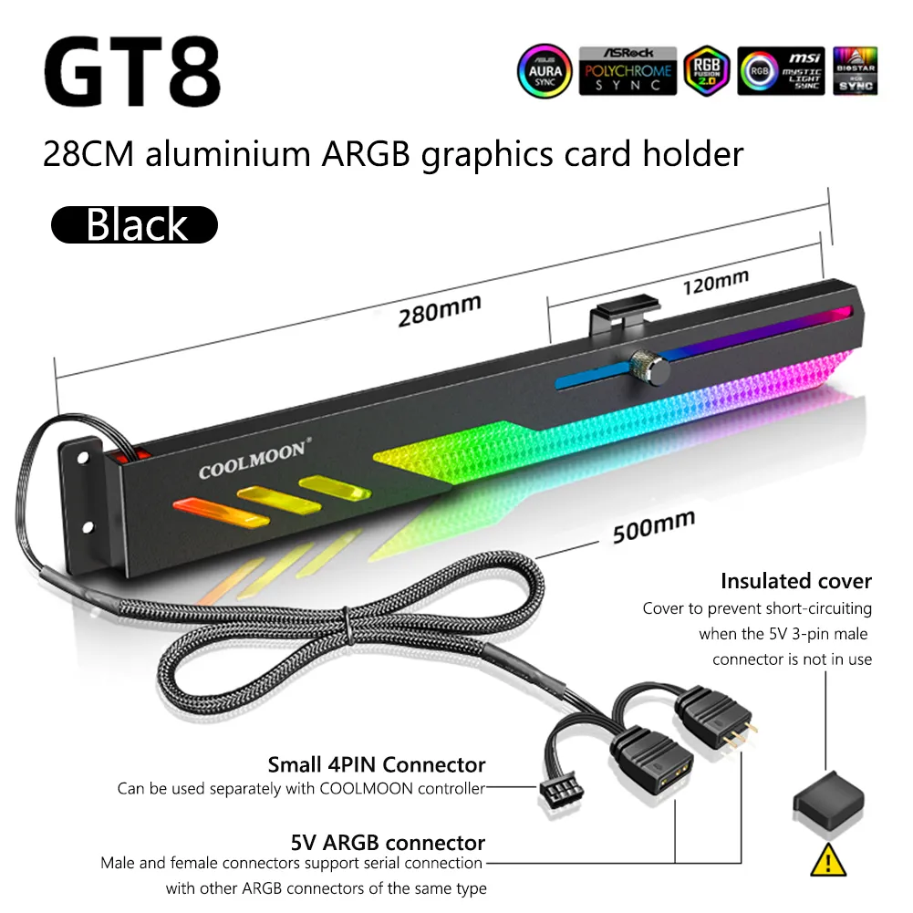 GT8 Horizontal GPU shelves and brackets for 5V ARGB Graphics Cards and ...