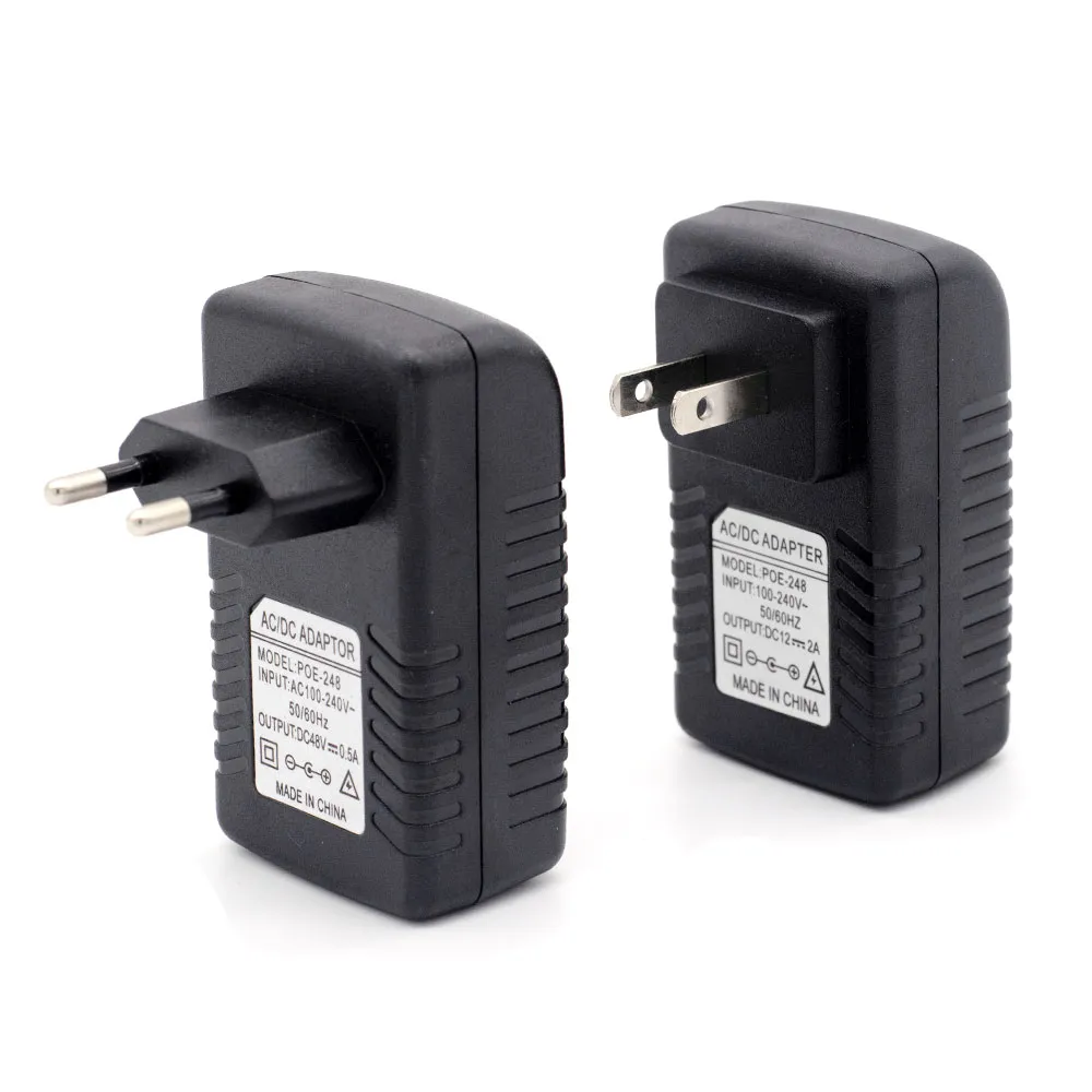 12V 2A Power Adapter 48V PoE Switch Ethernet Power Injector for IP ...