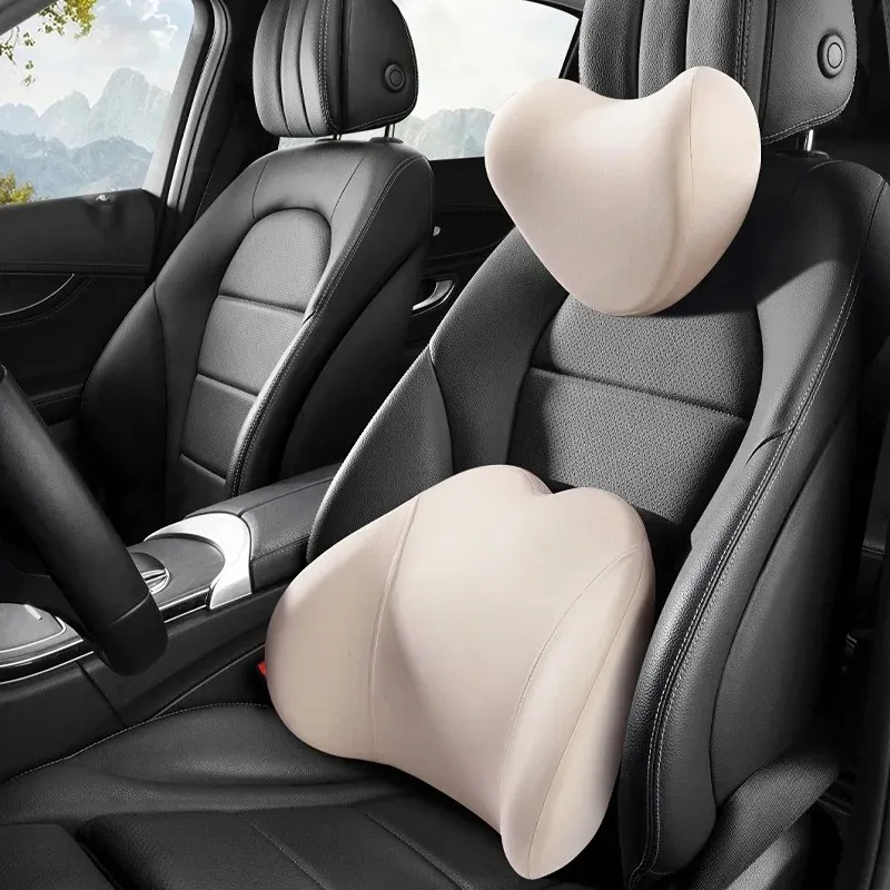 Memory Foam Car Headrest Neck Pillow Washable Waist Pillow for Car Seat Back Auto Lumbar Pillow for Body Relief