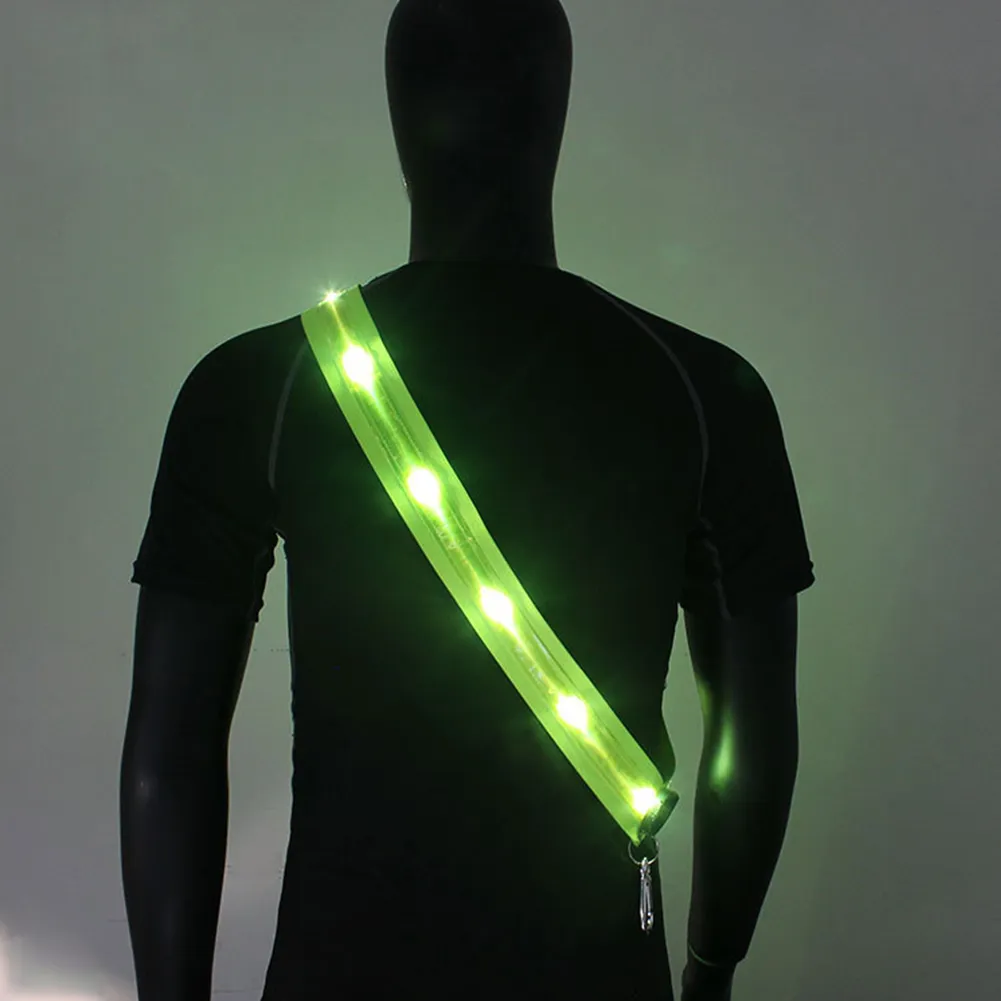 LED Reflective Running Belt with USB Rechargeable Shoulder Straps for ...