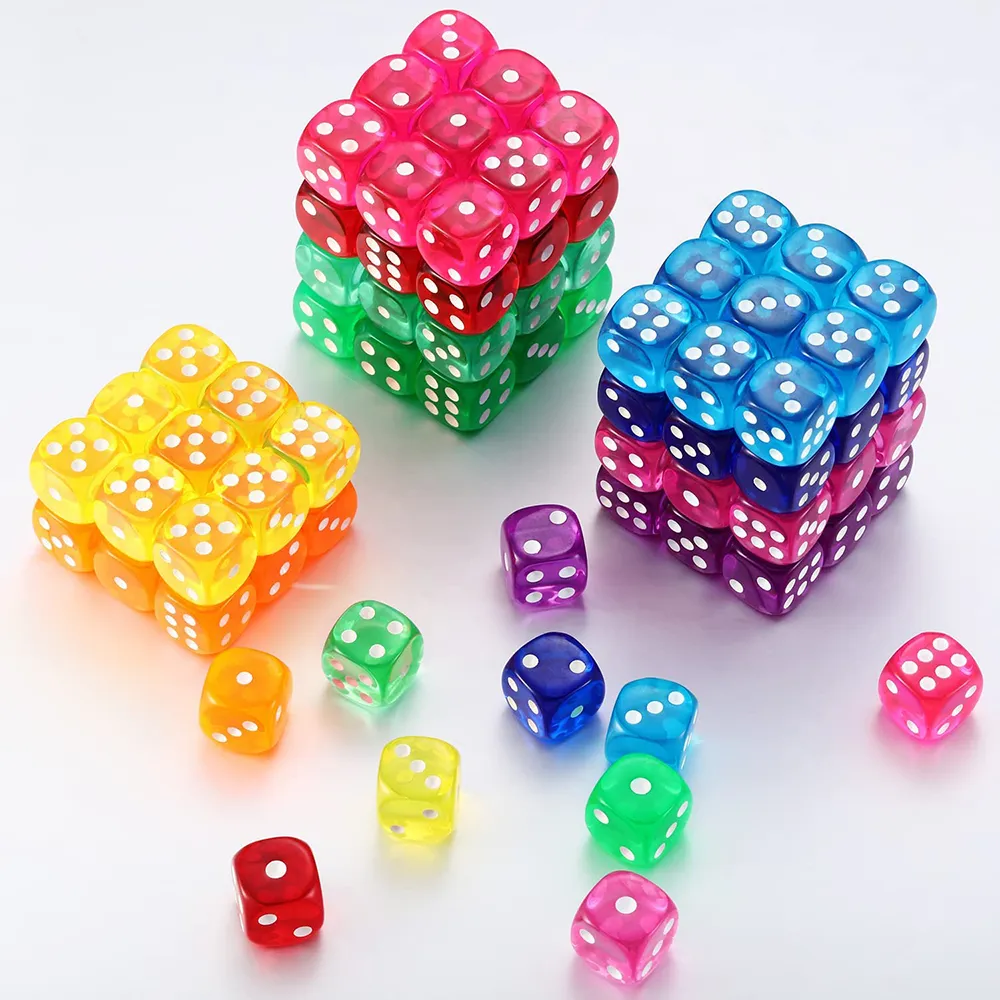 Set 14mm Transparent Acrylic 6 Sided Dice with Rounded Edges for ...