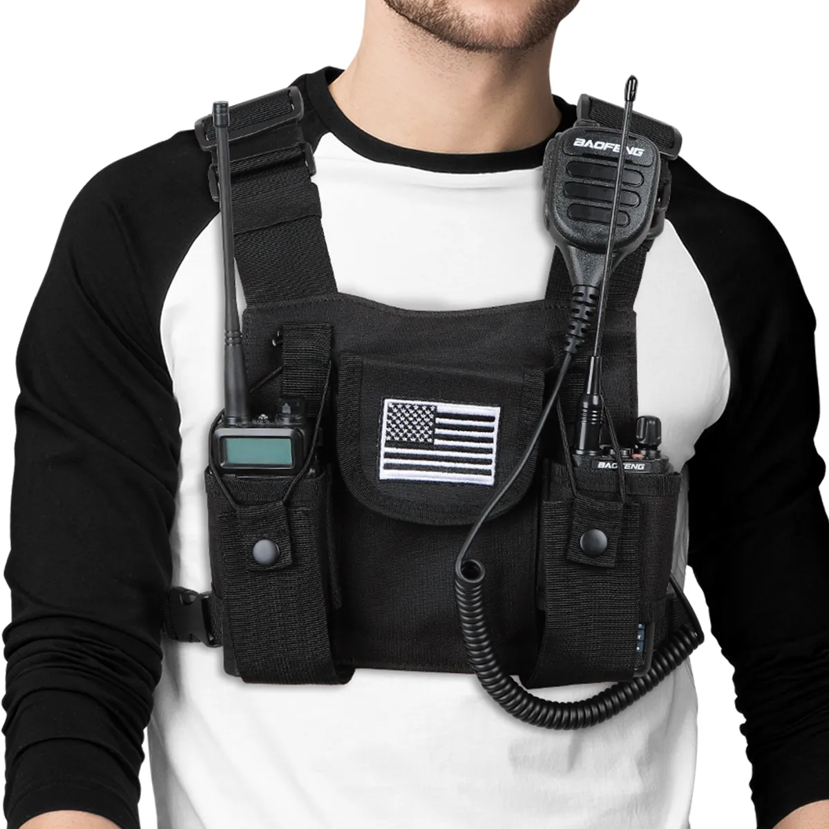 ABBREE Tactical Chest Rig sling bag with West Wist Pouch and Holster ...