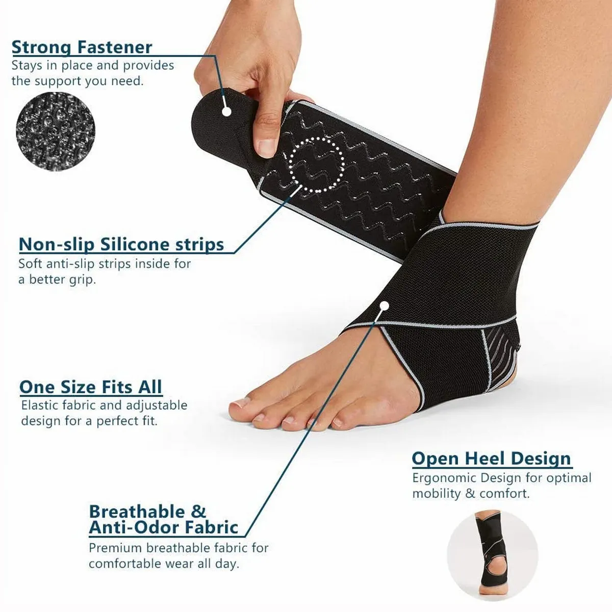 Adjustable Ankle Brace Wrap - Breathable Compression Sleeve for Injury ...