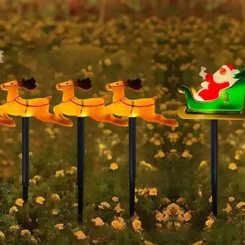 Solar Outdoor Christmas Decorations: Lighted Sleigh And Reindeer Set ...