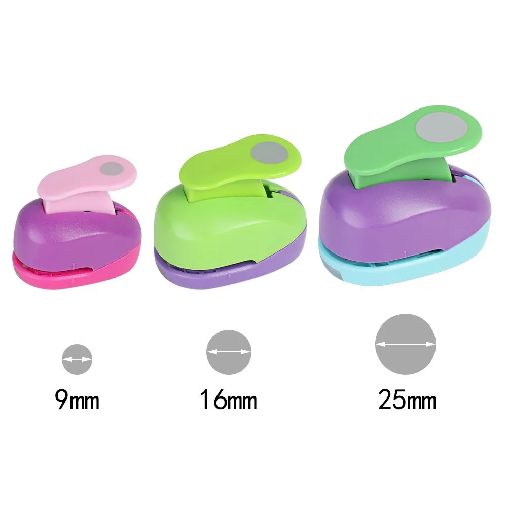 Scrapbook Hole Punch Set: 9mm, 16mm, 25mm Round Hole Punches for Card ...
