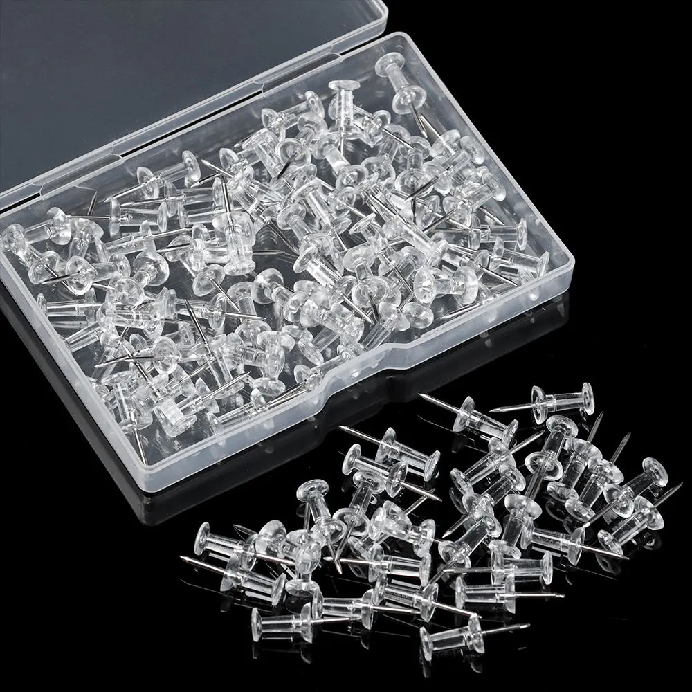 Clear Plastic Push Pins, 100 Pack High-Quality Board Thumb Tacks ...
