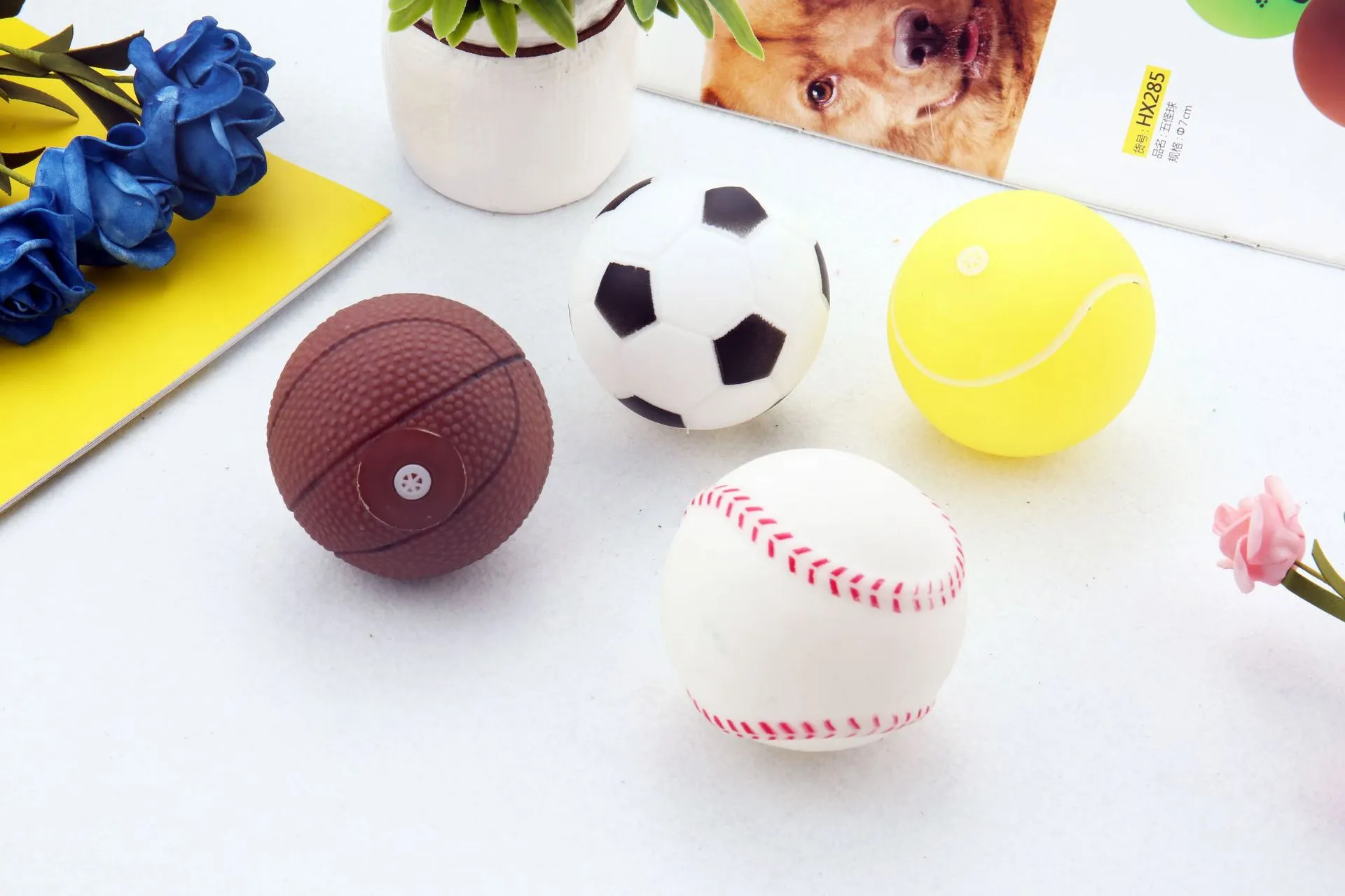 Durable & Fun Pet Ball Toys - Small PVC Vinyl Sports Balls with ...