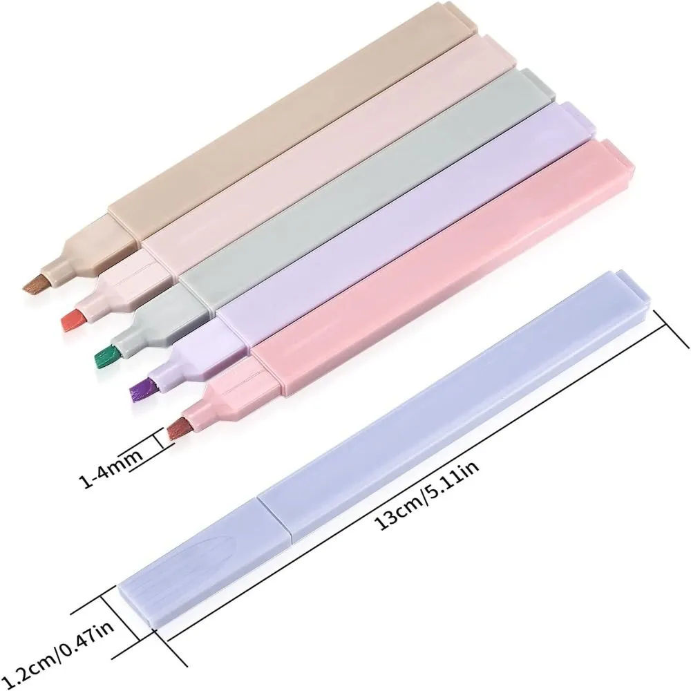 Pastel Highlighter Pens, 6 Pack Mild Colors Soft Tip Fluorescent ...