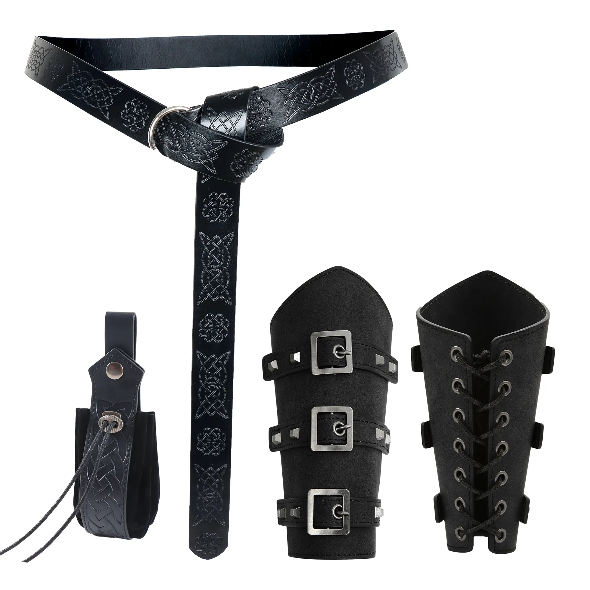 Viking Style Medieval Embossed Sword Belt Pouch With Arm Guards Perfect ...