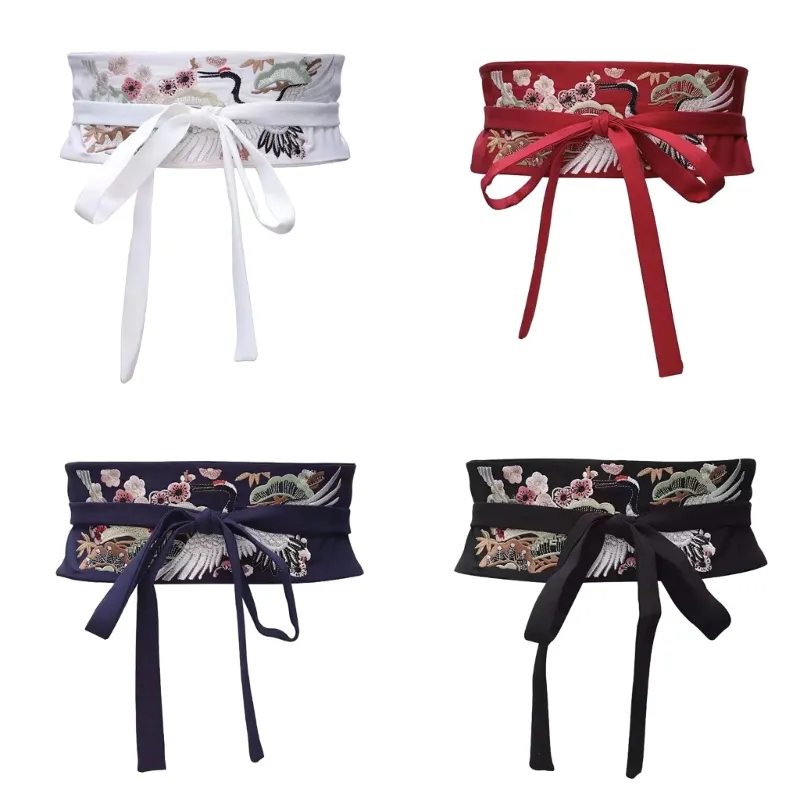 Exquisite Hanfu Waistband, Handcrafted Silk Tie Belt with Crane ...