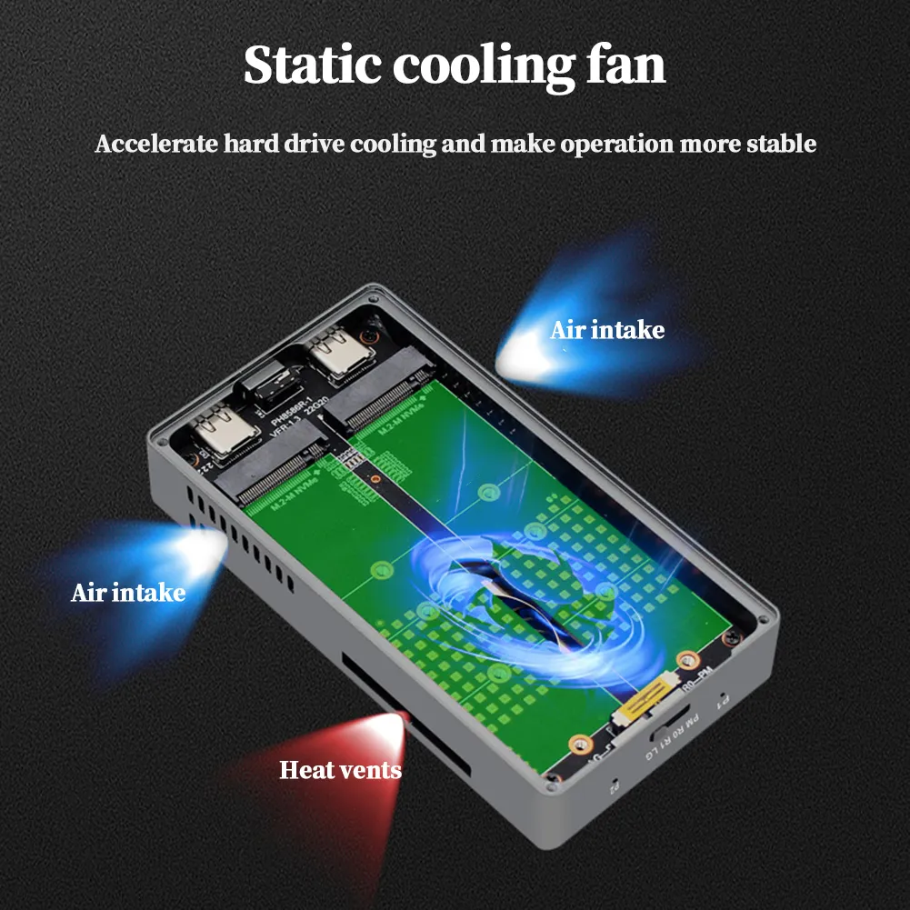 DHgate.com:M.2 SATA SSD Case: USB-C RAID Enclosure, Dual Bay 10Gbps ...