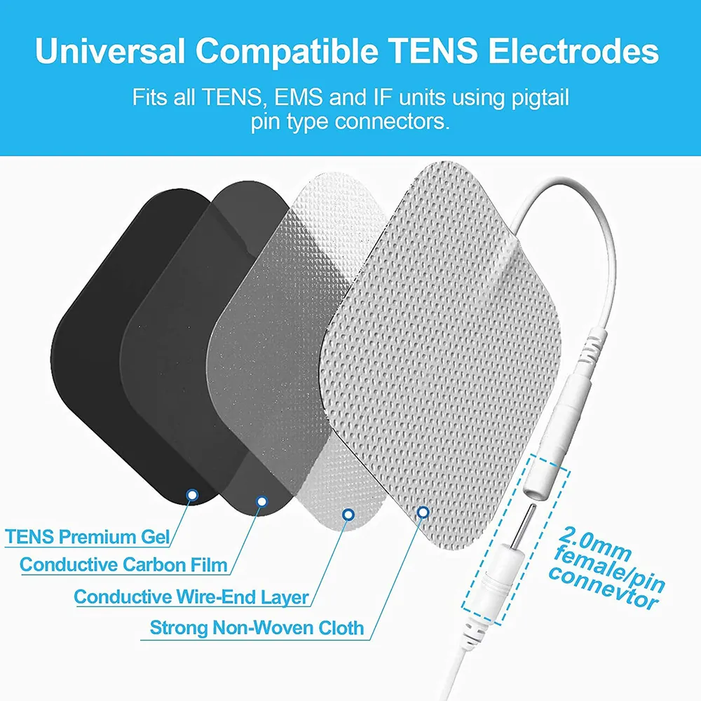 TENS Unit Electrode Pads - 50/2mm Pin, Conductive Gel Pads for Muscle ...