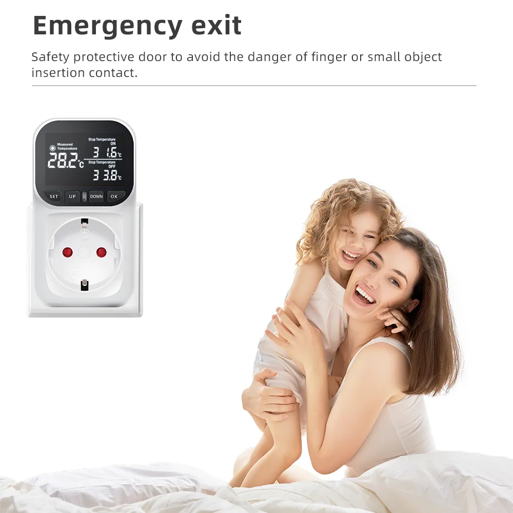 Digital Temperature Controller Socket Thermostat 220V With Timer Switch ...