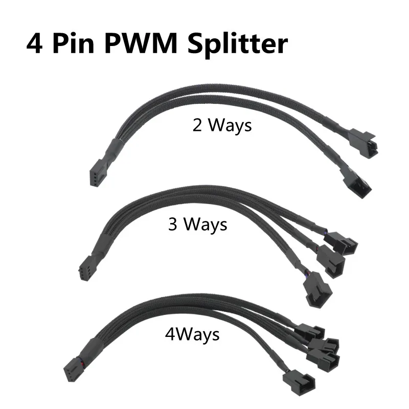 4 Pin PWM Splitter Cable: Extend & Control Case Fans Sleeved, 3/4 Pin ...