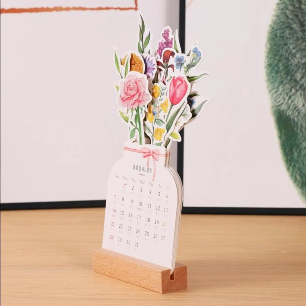 Wholesale 2024 Bloomy Flowers Desk Calendar Vase Shaped Countdown ...